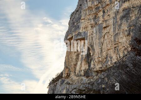 Ledge on the mountain, collapsed rocks, steep cliffs Stock Photo - Alamy