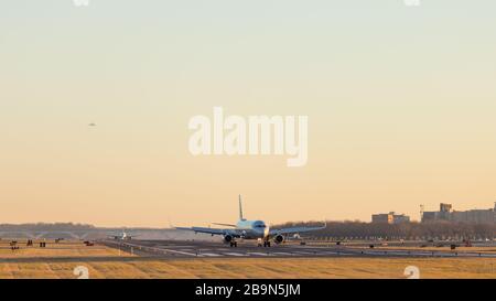 Airplane on Runway of Ronald Reagan Washington National Airport Stock ...