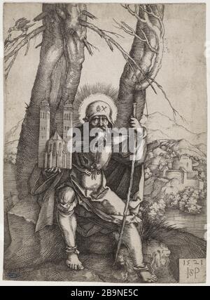 Hans Sebald Beham. Saint Sebald. 1521. Germany. Engraving in black on ivory laid paper Stock ...