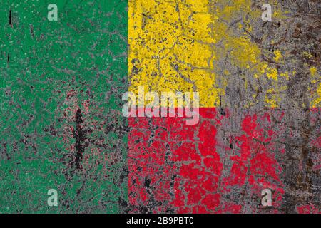 Benin flag on fabric surface. Benin golan national flag on textured ...