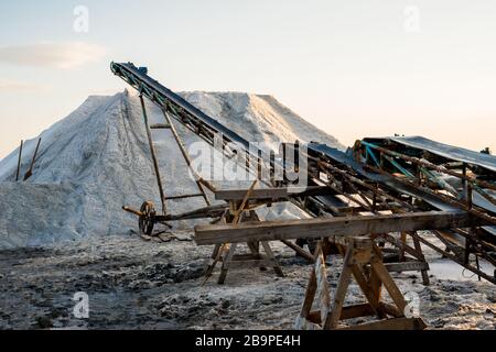 salt extraction by traditional technology - selective focus, copy space ...