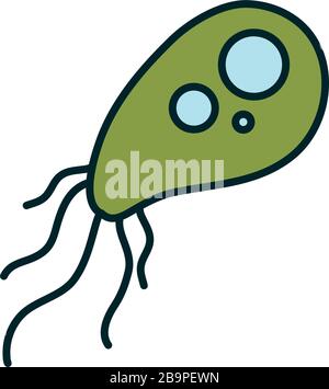Virus with legs line and fill style icon design, Bacterium organism ...