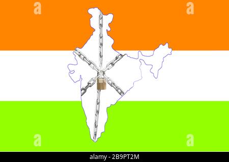 Map of india under lock and chains Stock Photo - Alamy