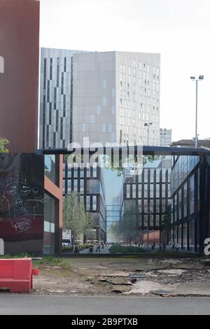 Manchester city centre and hoarding in Albert Square around Manchester ...