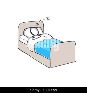 Cartoon vector doodle stickman Sleeping in the Chair in front of ...