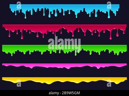 Cartoon flowing down paint, slime, sludge. Hand drawn elements for the ...