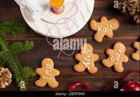 Gingerbread man. Place card cookies Stock Photo - Alamy