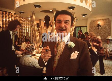 MR TEASY-WEASY, HAIRDRESSER IN HIS SALON, KNIGHTSBRIDGE, LONDON, 1972 ...