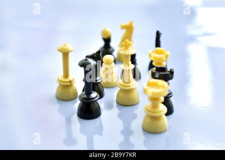 image of a small old dirty chess figurines Stock Photo - Alamy