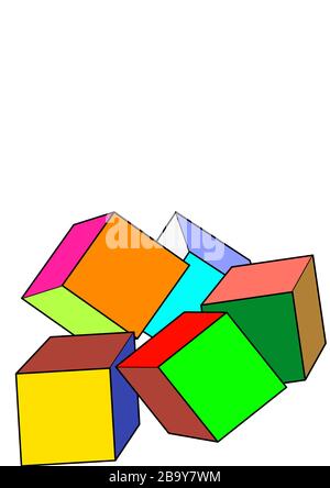 Template for text colored cubes on a white background Stock Vector ...
