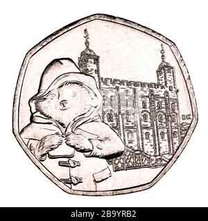 Paddington Bear at the Tower of London 50p coin Stock Photo - Alamy