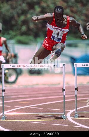 Edwin Moses competing at the 1984 US Olympic Track and Field Team ...