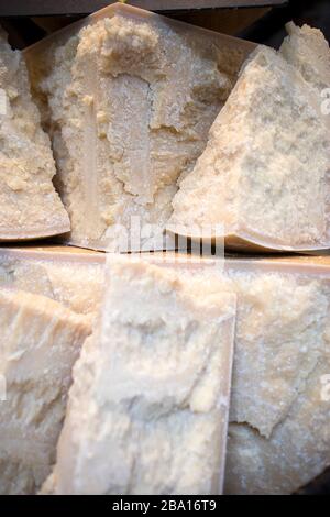 The rediscovery of Red Cow Parmigiano Reggiano. Pieces of chopped ...