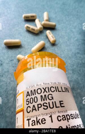 Amoxicillin prescription bottle. Amoxicillin is a generic medication ...