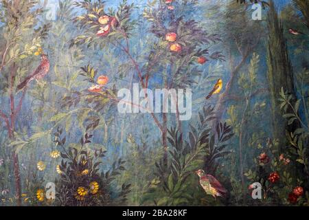 detail of The Painted Garden of the Villa of Livia, National Museum of ...