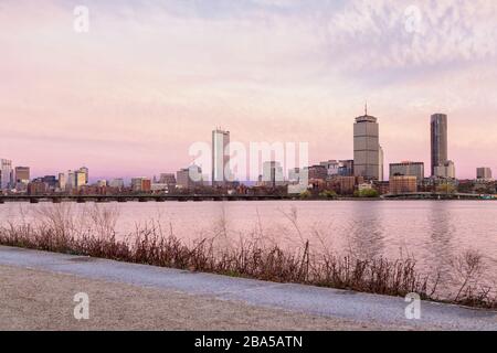 An Epic Pink Sunset in Boston City Stock Photo - Alamy