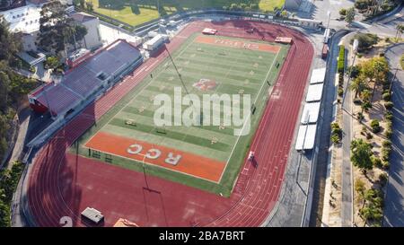 A general overall aerial view of the track and football field at Jack ...