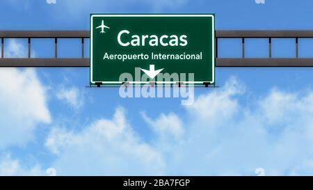 Caracas Venezuela Airport Highway Road Sign 3D Illustration Stock Photo ...