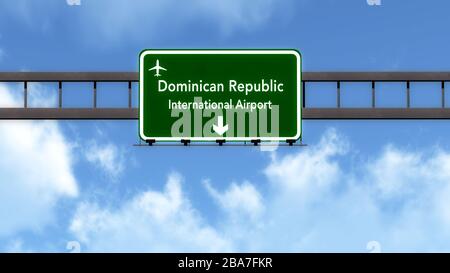 Dominican Republic Airport Highway Road Sign 3D Illustration Stock ...