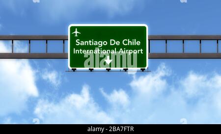 Santiago Chile Airport Highway Road Sign 3D Illustration Stock Photo ...