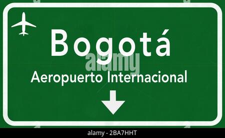 Bogota Colombia International Airport Highway Sign 2D Illustration ...