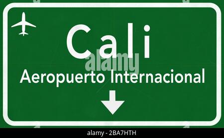 Cali Colombia International Airport Highway Sign 2D Illustration Stock ...