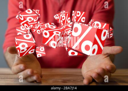 A percent shopping digital in hand 3d Stock Photo - Alamy