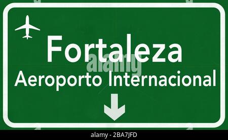 Fortaleza Brazil International Airport Highway Sign 2D Illustration ...