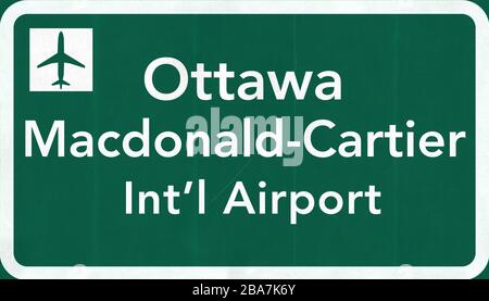 Ottawa Canada International Airport Highway Sign 2D Illustration Stock ...
