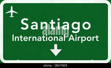 Santiago Chile International Airport Highway Sign 2D Illustration Stock ...