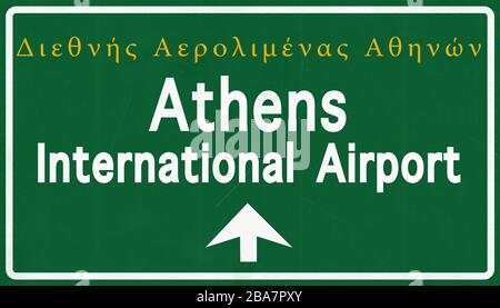 Athens Greece Airport Highway Sign 2D Illustration Stock Photo - Alamy