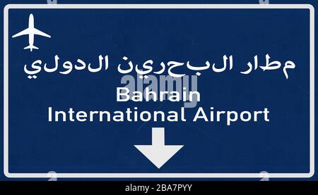 Bahrain Airport Highway Sign 2D Illustration Stock Photo - Alamy