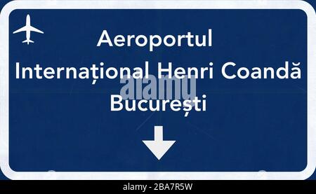 Bucharest Romania Airport Highway Sign 2D Illustration Stock Photo - Alamy