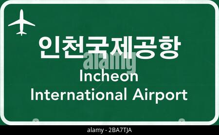 Incheon South Korea Highway Sign in a Breathtaking Sunset Sunrise 3D ...