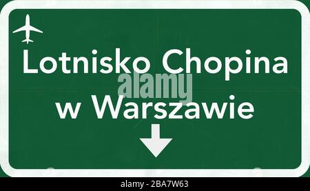 Warsaw Poland Highway Sign 2D Illustration Stock Photo - Alamy