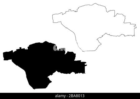 Sosnowiec City (Republic of Poland, Silesian Voivodeship) map vector ...