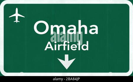 Omaha Eppley Airfield USA Highway Road Sign 2D Illustration Texture ...