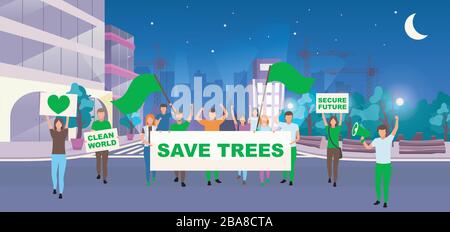 Global deforestation concept banner. Cartoon illustration of global ...