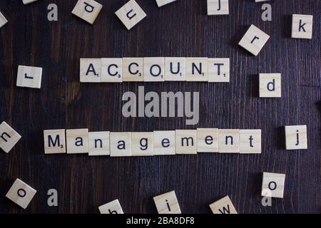Word or phrase Account Management made with scrabble letters, great ...