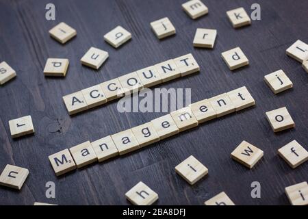 Word or phrase Account Management made with scrabble letters, great ...