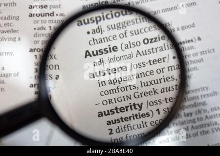 The word of phrase austere in a dictionary Stock Photo - Alamy