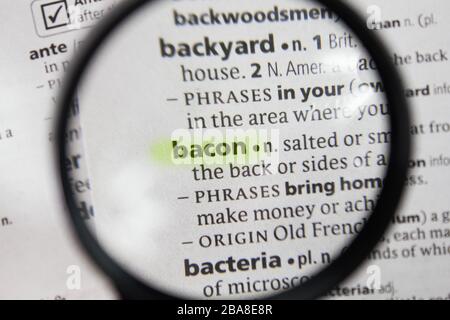 bacon word in a dictionary. bacon concept Stock Photo - Alamy