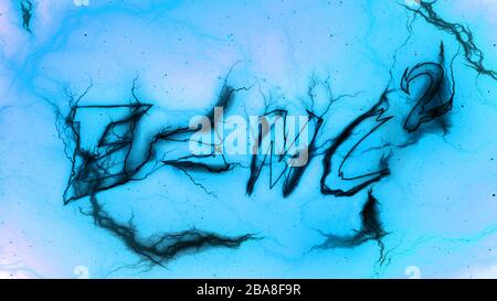 Blue lightning with dark background, 3d rendering. Computer digital ...