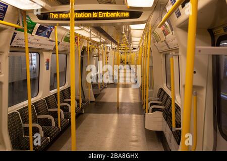 Empty seats on a London Underground Tube Train Stock Photo - Alamy