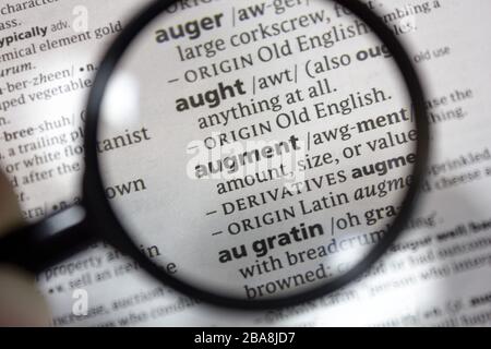 augment word in a dictionary. augment concept Stock Photo - Alamy