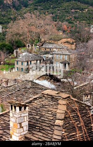 MIKRO PAPINGO VILLAGE, GREECE. Partial view of one of the most ...