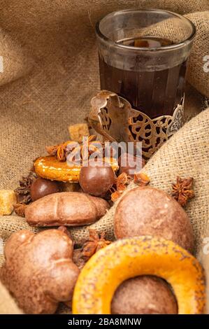 Sweet and tasty Gingerbread cubes for Christmas with chocolate glaze ...