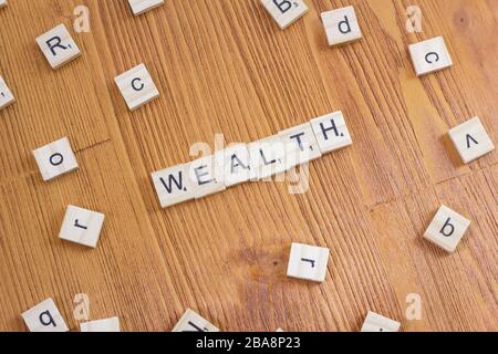 Word or phrase Wealth made with scrabble letters, great image for your ...