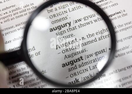 The word of phrase august in a dictionary Stock Photo - Alamy