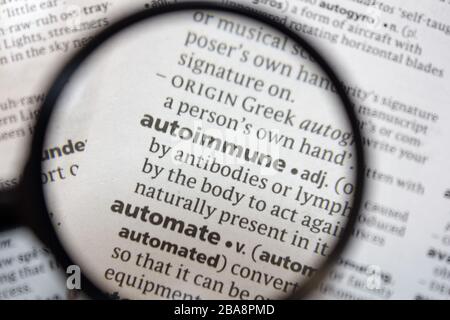 The word of phrase autoimmune in a dictionary Stock Photo - Alamy